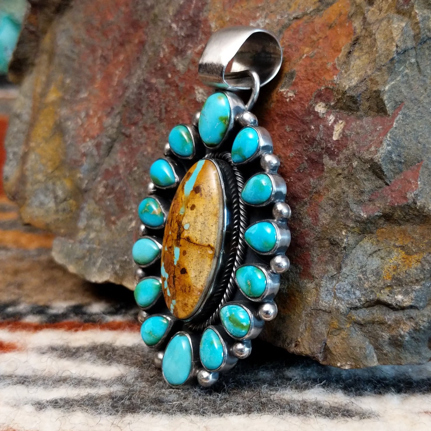 Sonoran Gold & Boulder Turquoise Pendant by Angela Martin GJ-PND-0174 ...