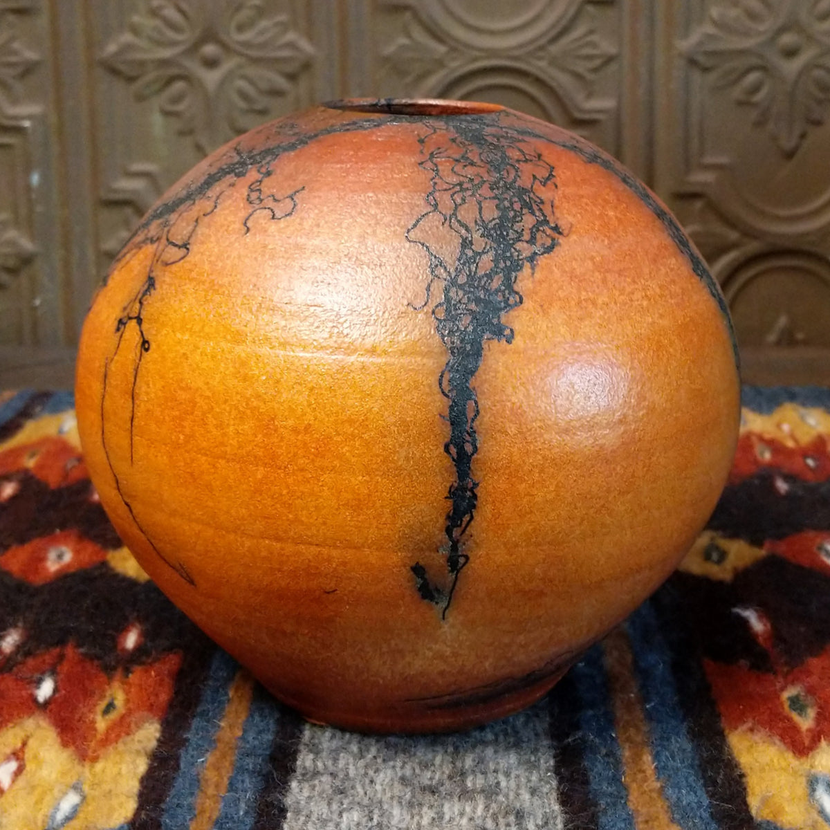 Terracotta Horsehair Pottery by Jim Calhoun GF-POT-0021 – Arlene's